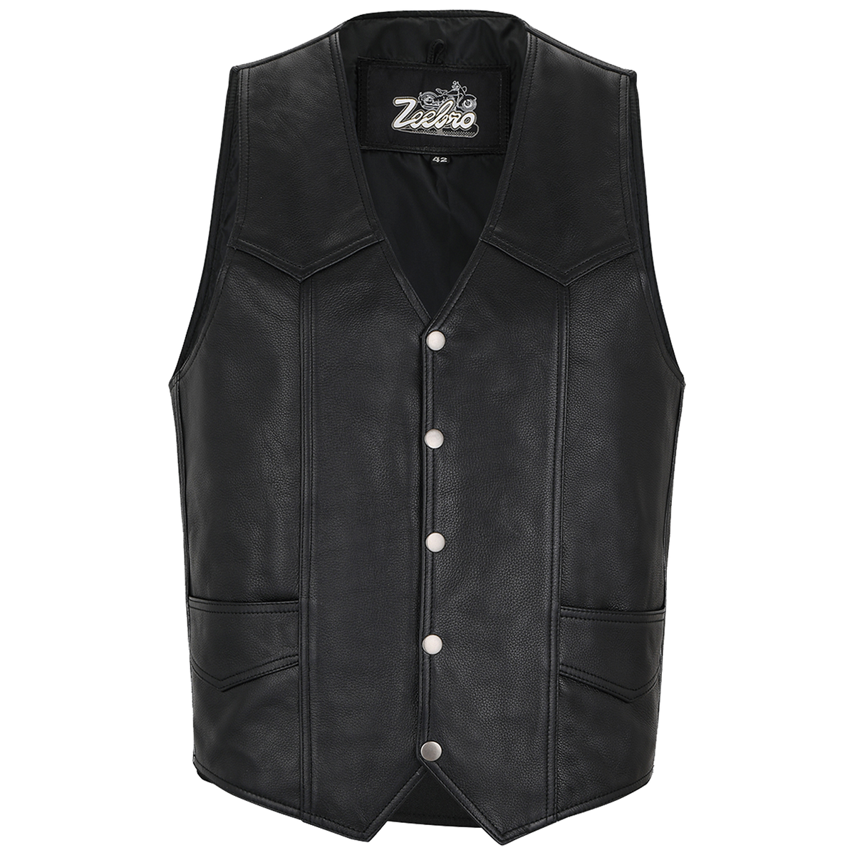 ZeeMen's MC–02 Classic Black Leather Vest — Zeebro